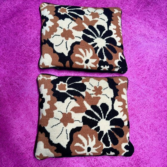 Vintage | Accents | Vintage 97s Two Needlepoint 16 X 14 Pillows Mcm Mod ...